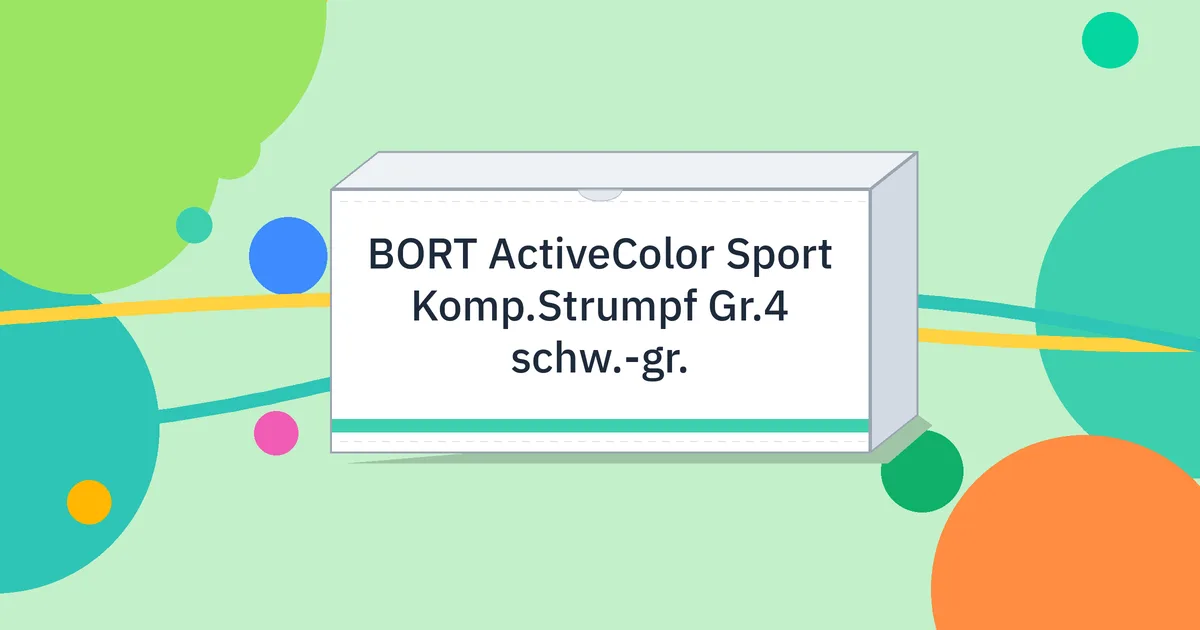 Symbolbild: Packung mit der Aufschrift BORT ActiveColor Sport Komp.Strumpf Gr.4 schw.-gr. (PZN 12574249) – Verfügbarkeit und Bezug in Apotheken in Frankfurt am Main