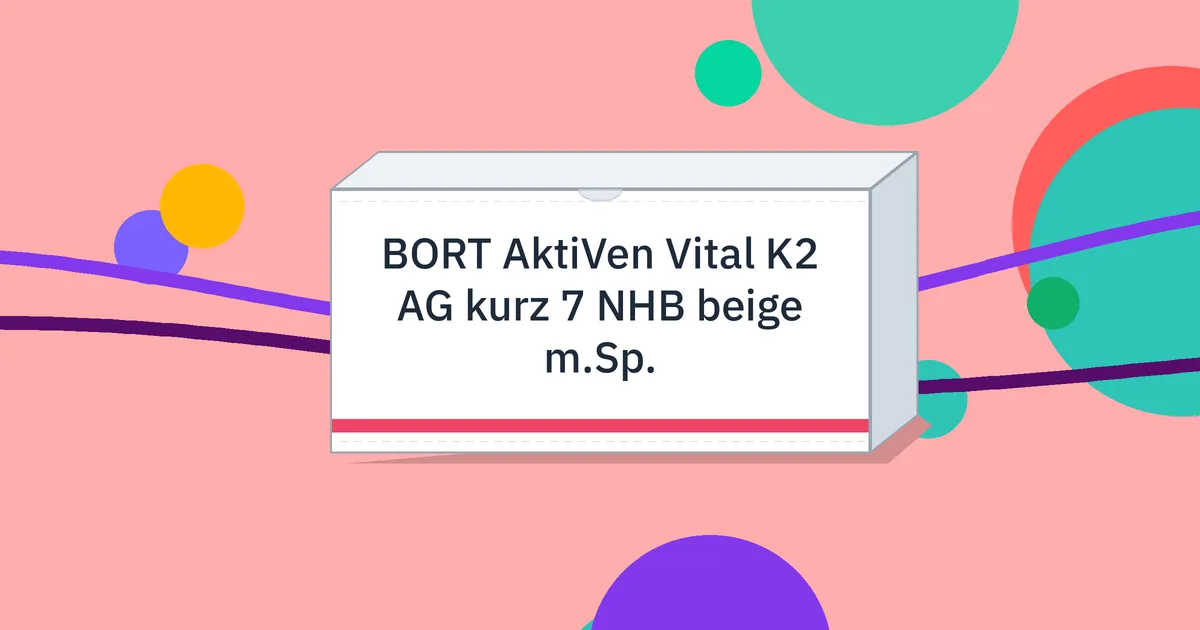 Symbolbild: Packung mit der Aufschrift BORT AktiVen Vital K2 AG kurz 7 NHB beige m.Sp. (PZN 13731863) – Verfügbarkeit und Bezug in Apotheken in Frankfurt am Main