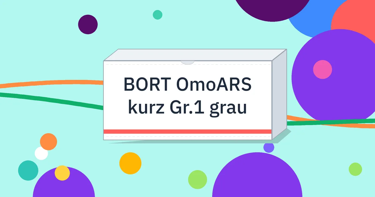 Symbolbild: Packung mit der Aufschrift BORT OmoARS kurz Gr.1 grau (PZN 16318141) – Verfügbarkeit und Bezug in Apotheken in Frankfurt am Main