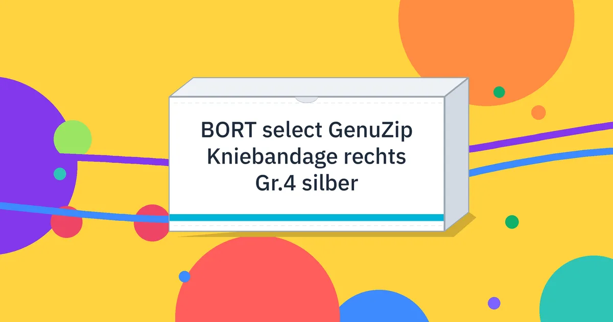 Symbolbild: Packung mit der Aufschrift BORT select GenuZip Kniebandage rechts Gr.4 silber (PZN 16844326) – Verfügbarkeit und Bezug in Apotheken in Frankfurt am Main