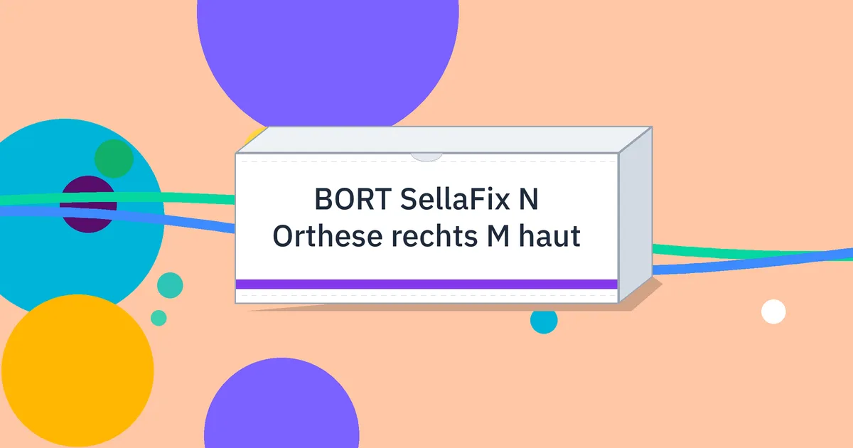 Symbolbild: Packung mit der Aufschrift BORT SellaFix N Orthese rechts M haut (PZN 08522583) – Verfügbarkeit und Bezug in Apotheken in Frankfurt am Main