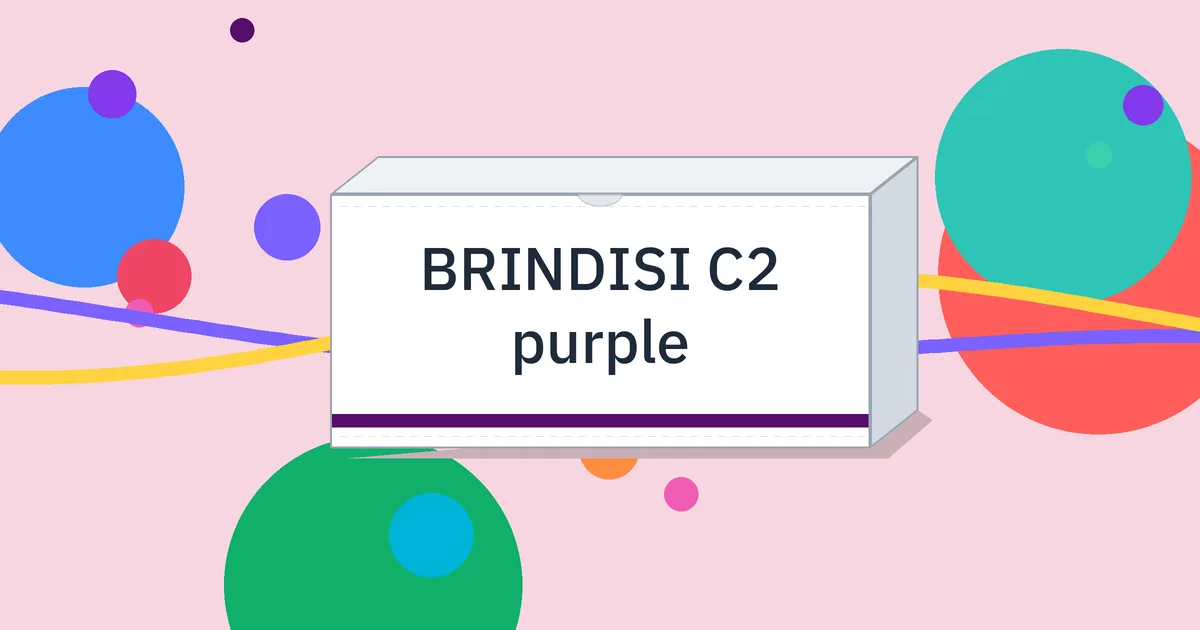 Symbolbild: Packung mit der Aufschrift BRINDISI C2 purple (PZN 20220695) – Verfügbarkeit und Bezug in Apotheken in Frankfurt am Main