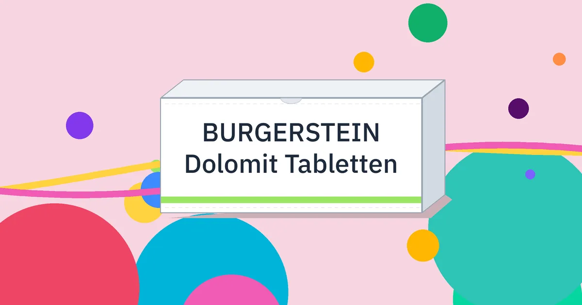 Symbolbild: Packung mit der Aufschrift BURGERSTEIN Dolomit Tabletten (PZN 20541979) – Verfügbarkeit und Bezug in Apotheken in Frankfurt am Main
