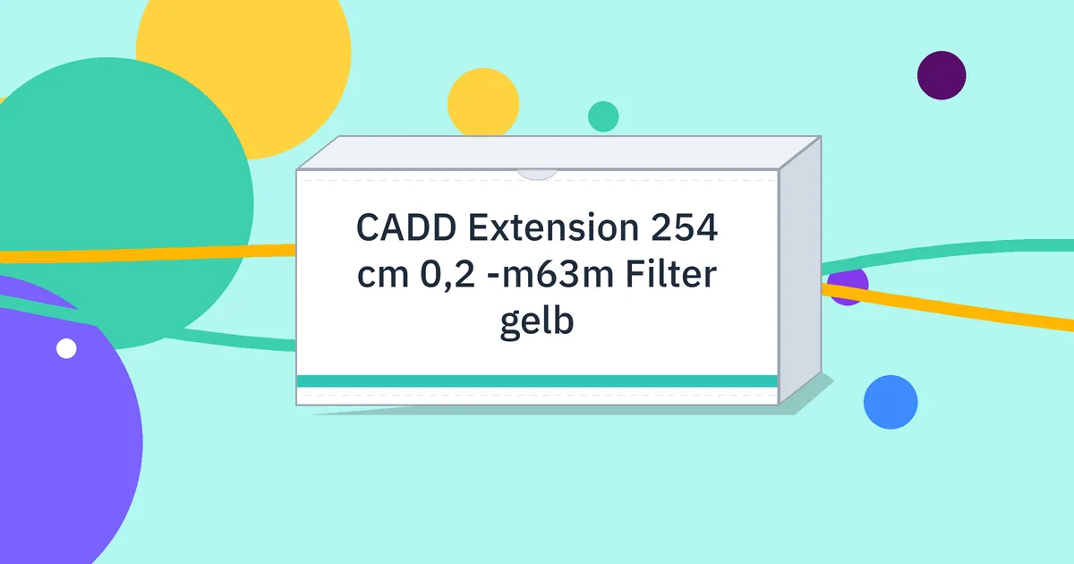 Symbolbild: Packung mit der Aufschrift CADD Extension 254 cm 0,2 -m63m Filter gelb (PZN 11479431) – Verfügbarkeit und Bezug in Apotheken in Frankfurt am Main