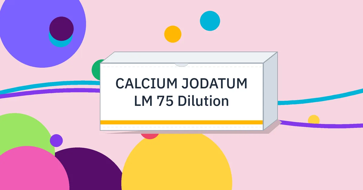Symbolbild: Packung mit der Aufschrift CALCIUM JODATUM LM 75 Dilution (PZN 12805045) – Verfügbarkeit und Bezug in Apotheken in Frankfurt am Main