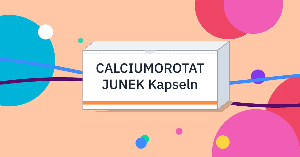 Symbolbild: Packung mit der Aufschrift CALCIUMOROTAT JUNEK Kapseln (PZN 09949409) – Verfügbarkeit und Bezug in Apotheken in Frankfurt am Main