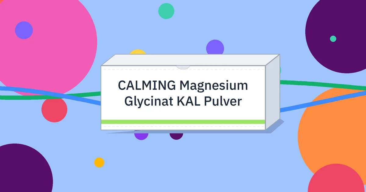 Symbolbild: Packung mit der Aufschrift CALMING Magnesium Glycinat KAL Pulver (PZN 20384770) – Verfügbarkeit und Bezug in Apotheken in Frankfurt am Main