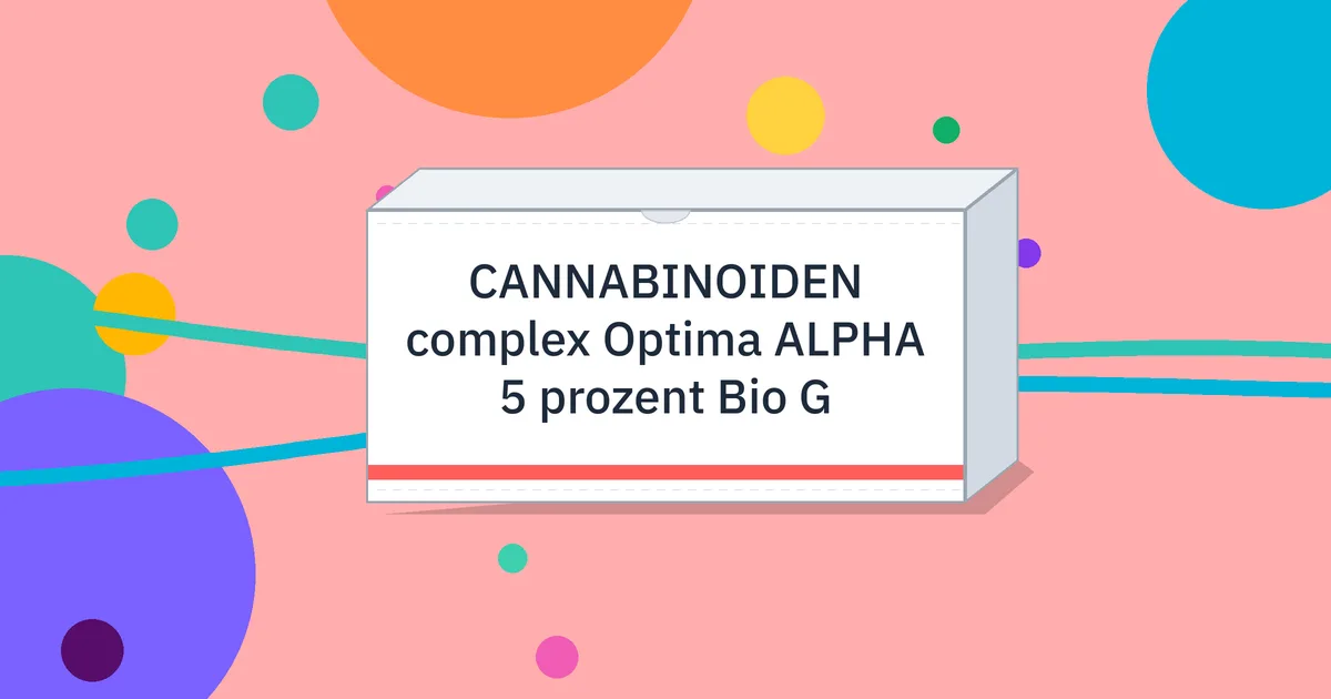 Symbolbild: Packung mit der Aufschrift CANNABINOIDEN complex Optima ALPHA 5 prozent Bio G (PZN 16013269) – Verfügbarkeit und Bezug in Apotheken in Frankfurt am Main