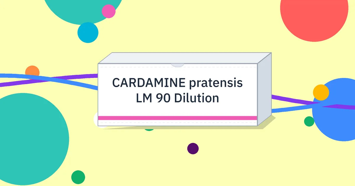 Symbolbild: Packung mit der Aufschrift CARDAMINE pratensis LM 90 Dilution (PZN 13429420) – Verfügbarkeit und Bezug in Apotheken in Frankfurt am Main