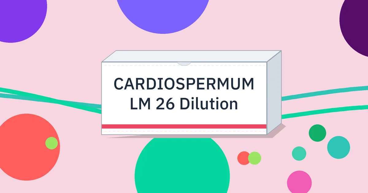 Symbolbild: Packung mit der Aufschrift CARDIOSPERMUM LM 26 Dilution (PZN 12810477) – Verfügbarkeit und Bezug in Apotheken in Frankfurt am Main