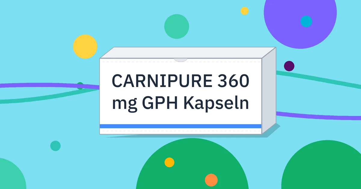 Symbolbild: Packung mit der Aufschrift CARNIPURE 360 mg GPH Kapseln (PZN 09115555) – Verfügbarkeit und Bezug in Apotheken in Frankfurt am Main