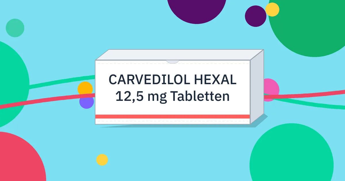 Symbolbild: Packung mit der Aufschrift CARVEDILOL HEXAL 12,5 mg Tabletten (PZN 02227067) – Verfügbarkeit und Bezug in Apotheken in Frankfurt am Main