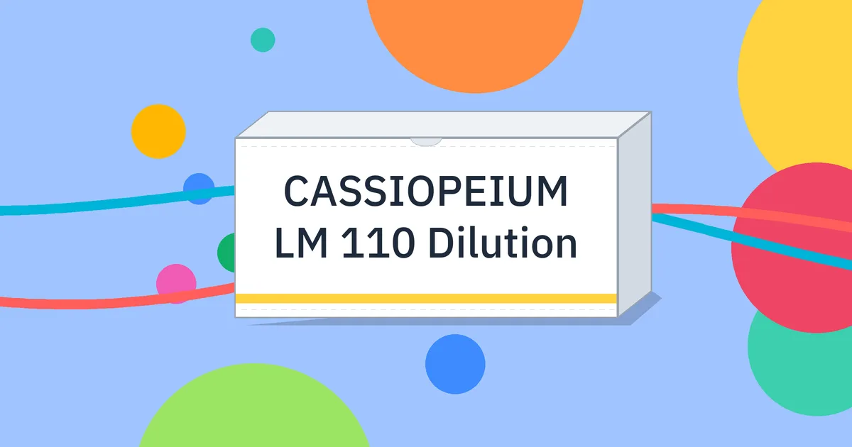 Symbolbild: Packung mit der Aufschrift CASSIOPEIUM LM 110 Dilution (PZN 13434154) – Verfügbarkeit und Bezug in Apotheken in Frankfurt am Main