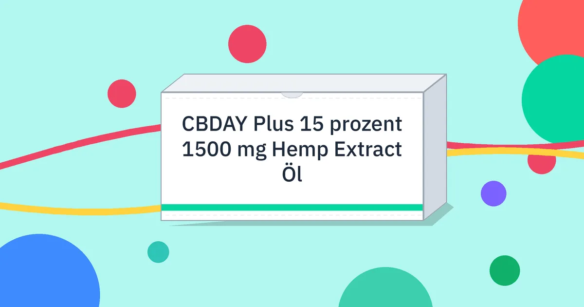 Symbolbild: Packung mit der Aufschrift CBDAY Plus 15 prozent 1500 mg Hemp Extract Öl (PZN 20031959) – Verfügbarkeit und Bezug in Apotheken in Frankfurt am Main