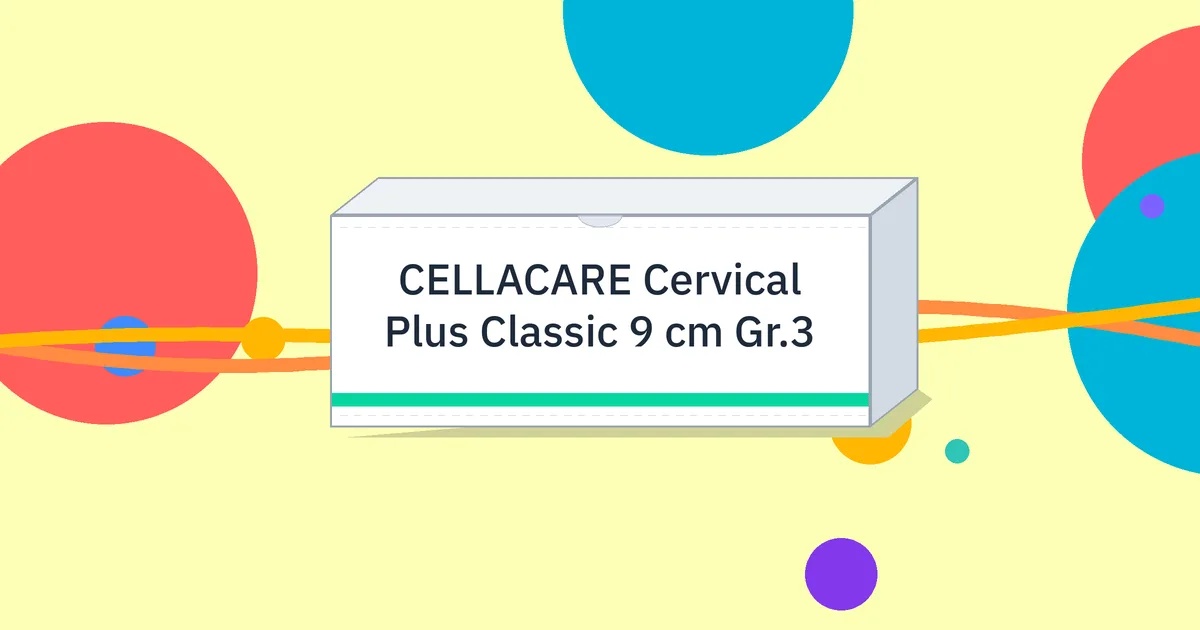 Symbolbild: Packung mit der Aufschrift CELLACARE Cervical Plus Classic 9 cm Gr.3 (PZN 20549395) – Verfügbarkeit und Bezug in Apotheken in Frankfurt am Main