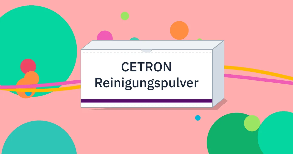 Symbolbild: Packung mit der Aufschrift CETRON Reinigungspulver (PZN 03038380) – Verfügbarkeit und Bezug in Apotheken in Frankfurt am Main