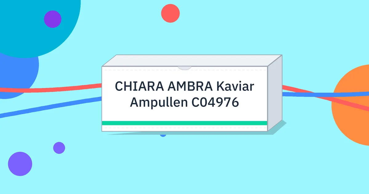 Symbolbild: Packung mit der Aufschrift CHIARA AMBRA Kaviar Ampullen C04976 (PZN 05521028) – Verfügbarkeit und Bezug in Apotheken in Frankfurt am Main