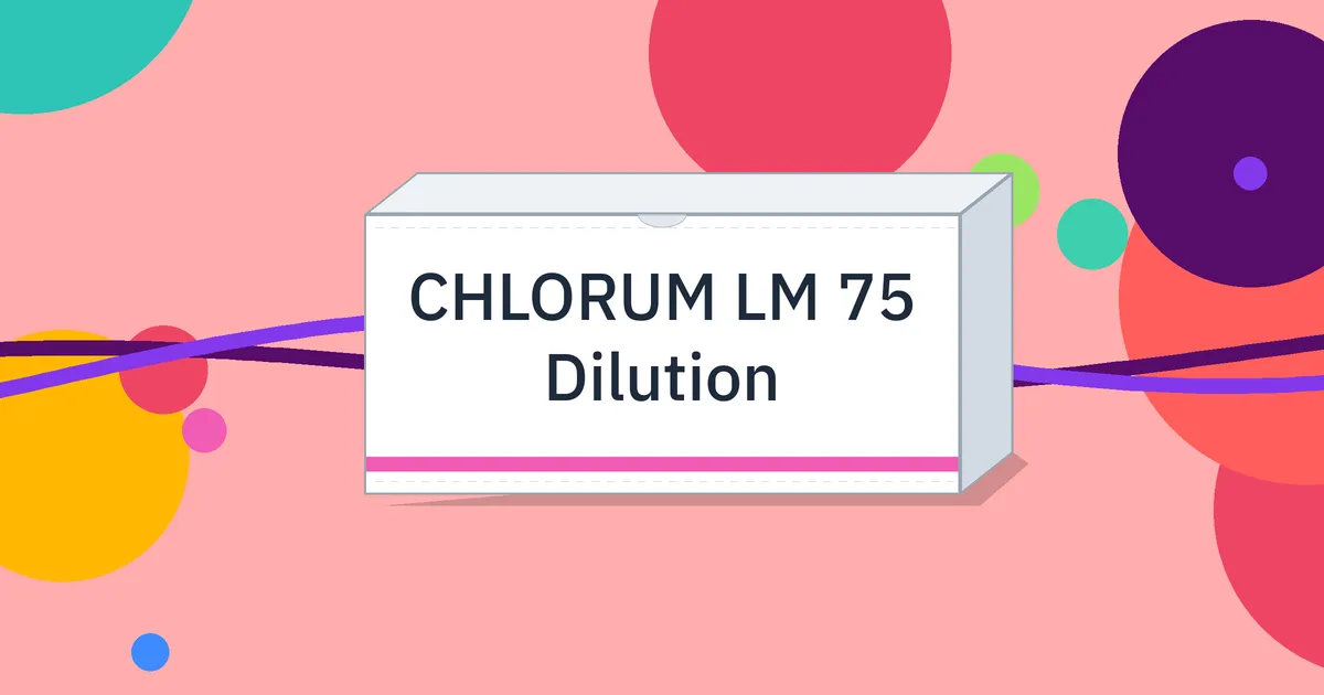 Symbolbild: Packung mit der Aufschrift CHLORUM LM 75 Dilution (PZN 12816706) – Verfügbarkeit und Bezug in Apotheken in Frankfurt am Main