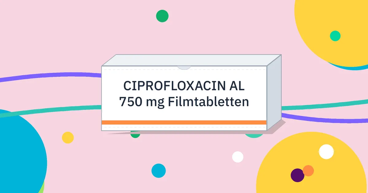 Symbolbild: Packung mit der Aufschrift CIPROFLOXACIN AL 750 mg Filmtabletten (PZN 03195719) – Verfügbarkeit und Bezug in Apotheken in Frankfurt am Main
