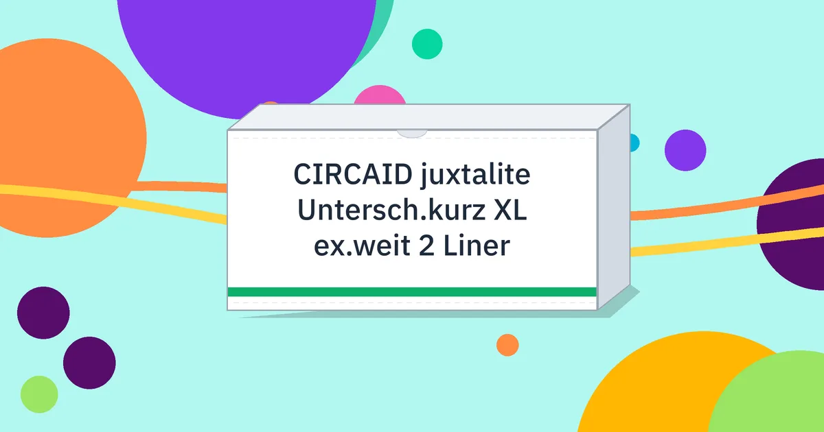 Symbolbild: Packung mit der Aufschrift CIRCAID juxtalite Untersch.kurz XL ex.weit 2 Liner (PZN 17939158) – Verfügbarkeit und Bezug in Apotheken in Frankfurt am Main