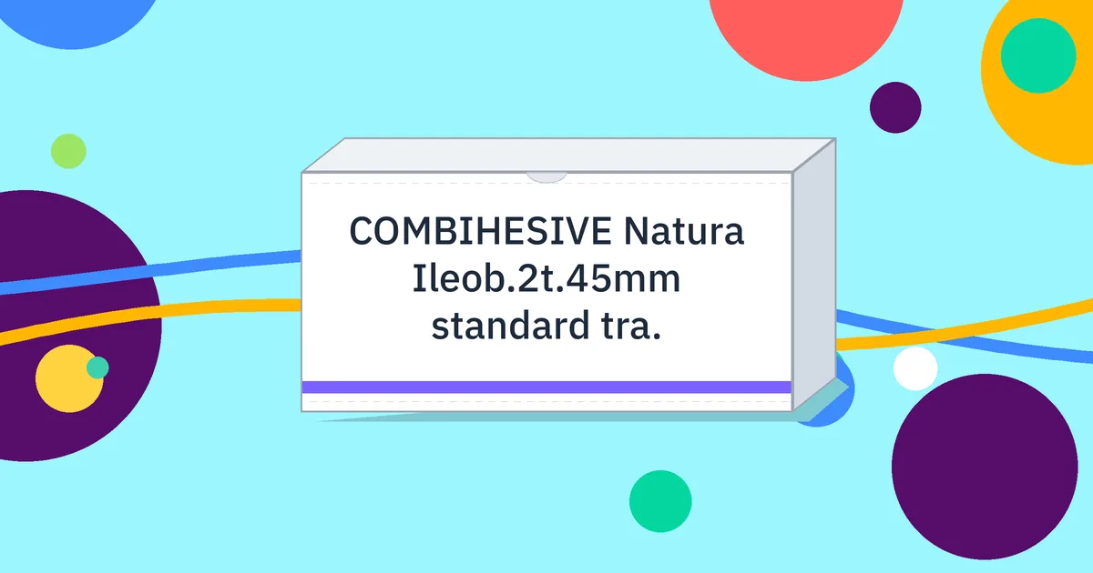 Symbolbild: Packung mit der Aufschrift COMBIHESIVE Natura Ileob.2t.45mm standard tra. (PZN 07268510) – Verfügbarkeit und Bezug in Apotheken in Frankfurt am Main