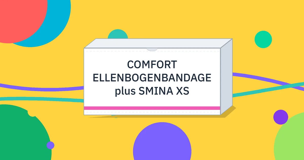 Symbolbild: Packung mit der Aufschrift COMFORT ELLENBOGENBANDAGE plus SMINA XS (PZN 20163164) – Verfügbarkeit und Bezug in Apotheken in Frankfurt am Main