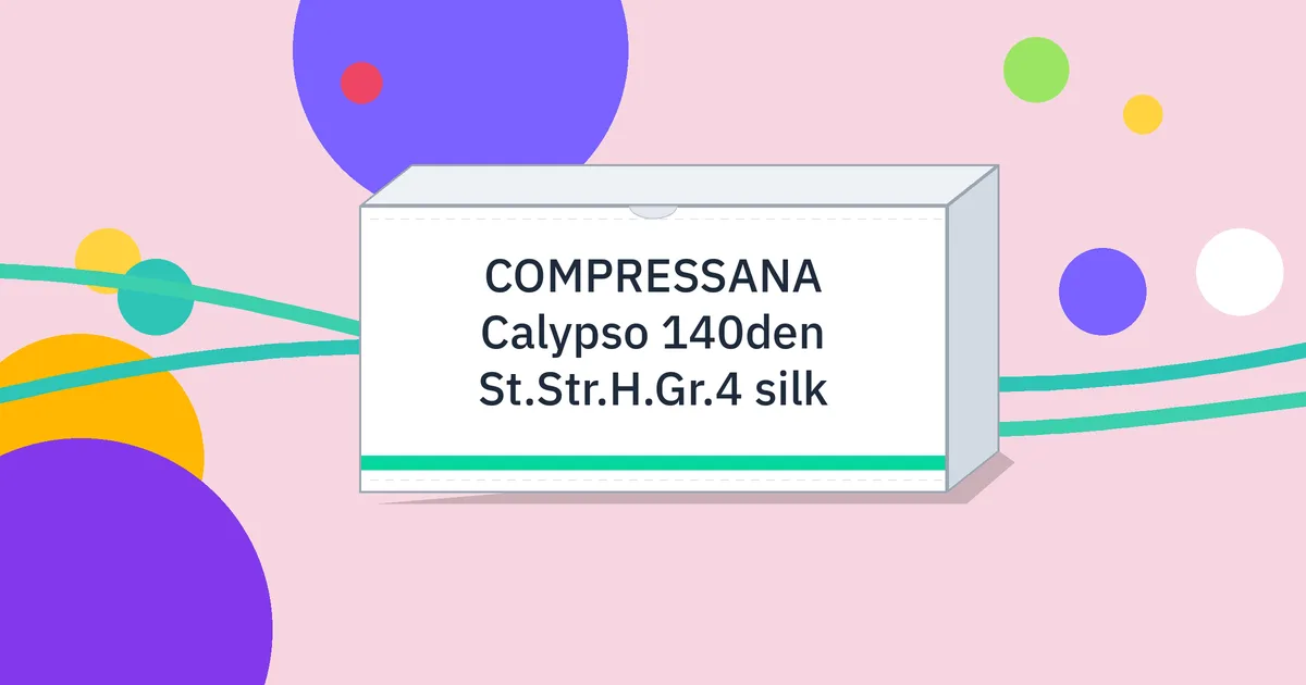 Symbolbild: Packung mit der Aufschrift COMPRESSANA Calypso 140den St.Str.H.Gr.4 silk (PZN 07720186) – Verfügbarkeit und Bezug in Apotheken in Frankfurt am Main