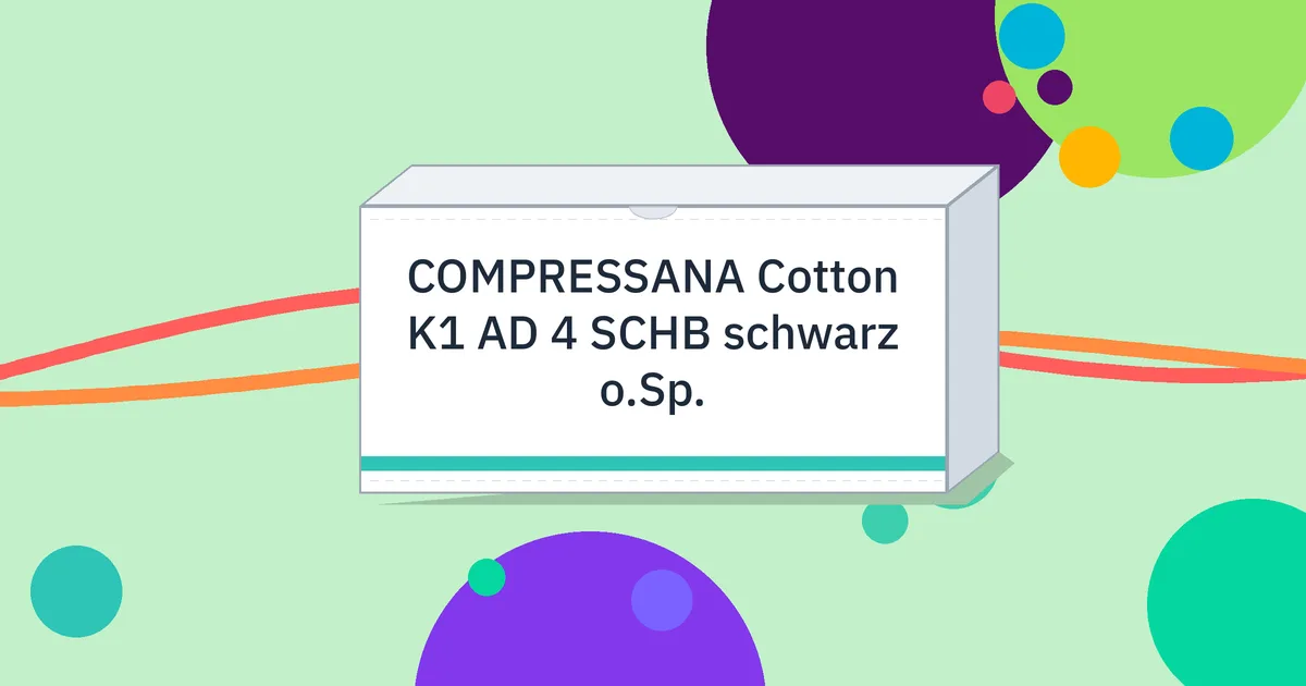 Symbolbild: Packung mit der Aufschrift COMPRESSANA Cotton K1 AD 4 SCHB schwarz o.Sp. (PZN 16959012) – Verfügbarkeit und Bezug in Apotheken in Frankfurt am Main