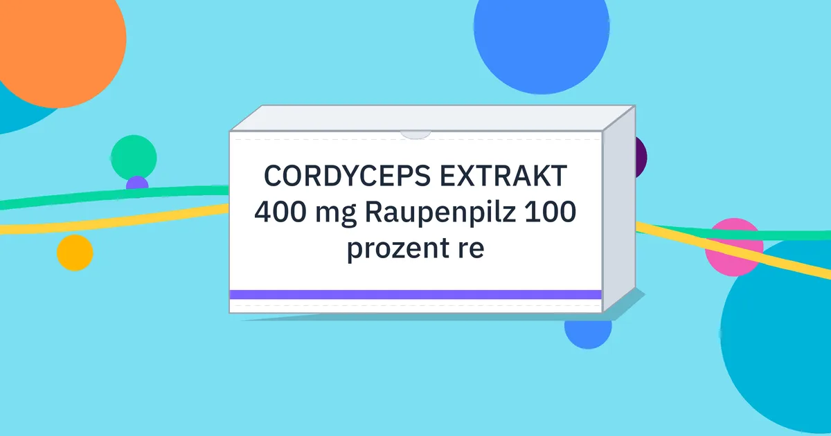 Symbolbild: Packung mit der Aufschrift CORDYCEPS EXTRAKT 400 mg Raupenpilz 100 prozent re (PZN 17365088) – Verfügbarkeit und Bezug in Apotheken in Frankfurt am Main