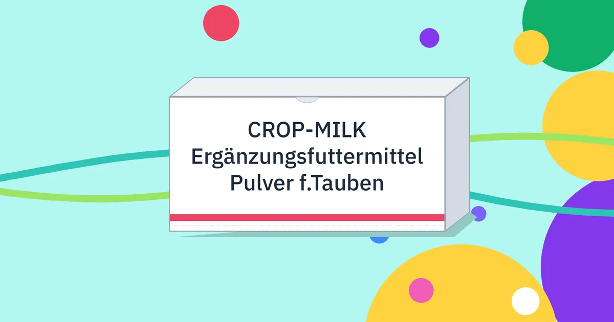 Symbolbild: Packung mit der Aufschrift CROP-MILK Ergänzungsfuttermittel Pulver f.Tauben (PZN 14448678) – Verfügbarkeit und Bezug in Apotheken in Frankfurt am Main