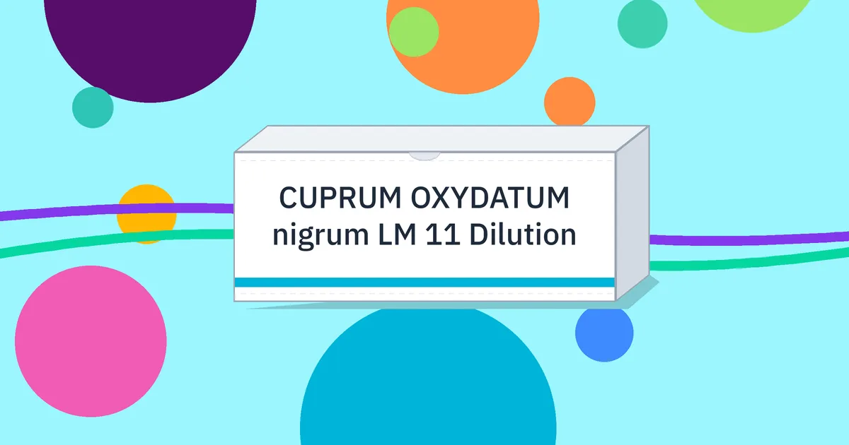 Symbolbild: Packung mit der Aufschrift CUPRUM OXYDATUM nigrum LM 11 Dilution (PZN 13458640) – Verfügbarkeit und Bezug in Apotheken in Frankfurt am Main