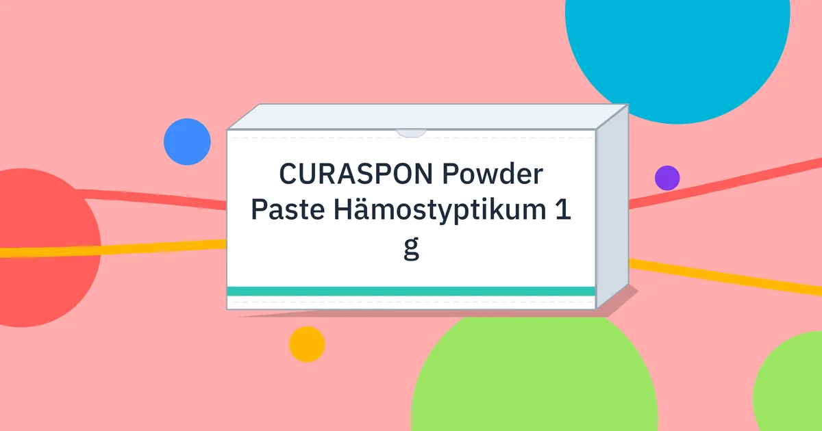 Symbolbild: Packung mit der Aufschrift CURASPON Powder Paste Hämostyptikum 1 g (PZN 16210828) – Verfügbarkeit und Bezug in Apotheken in Frankfurt am Main