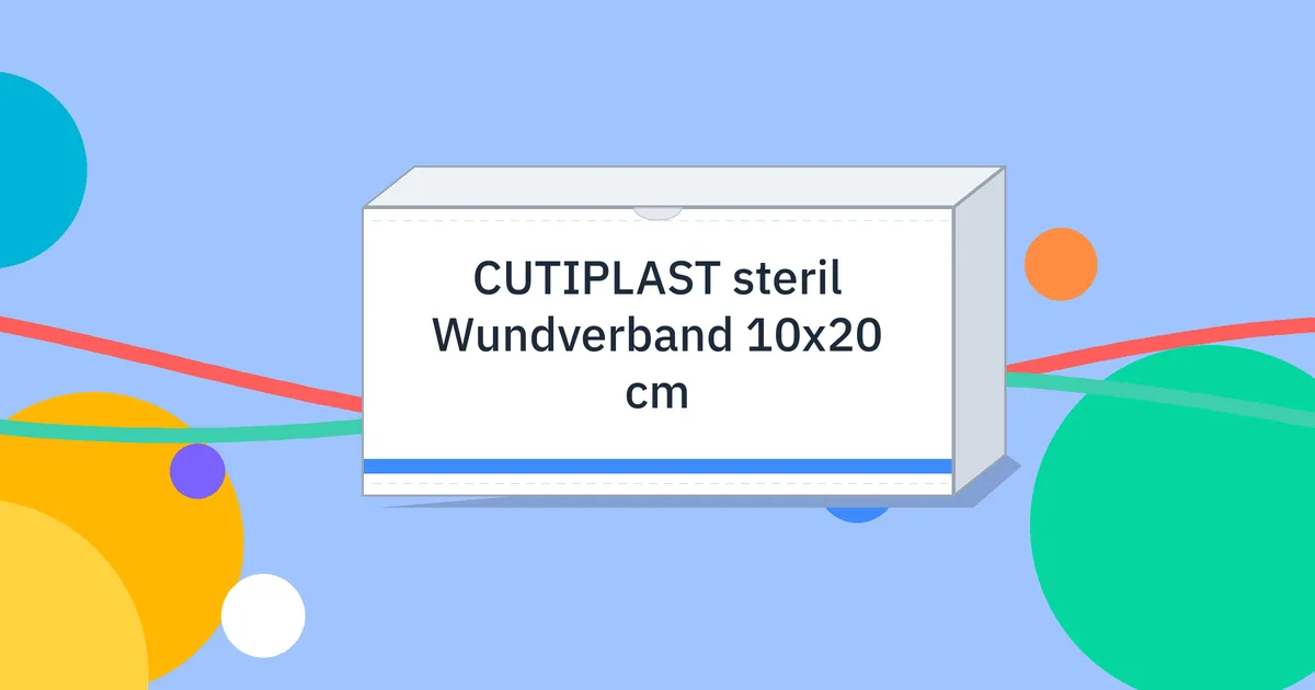 Symbolbild: Packung mit der Aufschrift CUTIPLAST steril Wundverband 10x20 cm (PZN 16538285) – Verfügbarkeit und Bezug in Apotheken in Frankfurt am Main