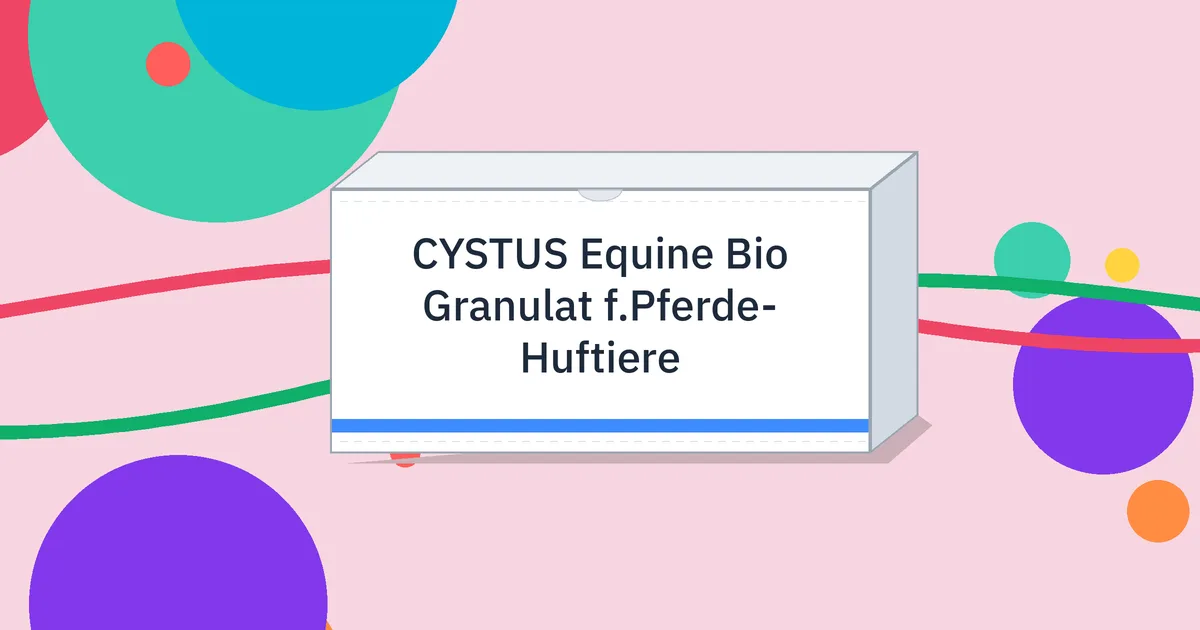 Symbolbild: Packung mit der Aufschrift CYSTUS Equine Bio Granulat f.Pferde-Huftiere (PZN 19951206) – Verfügbarkeit und Bezug in Apotheken in Frankfurt am Main