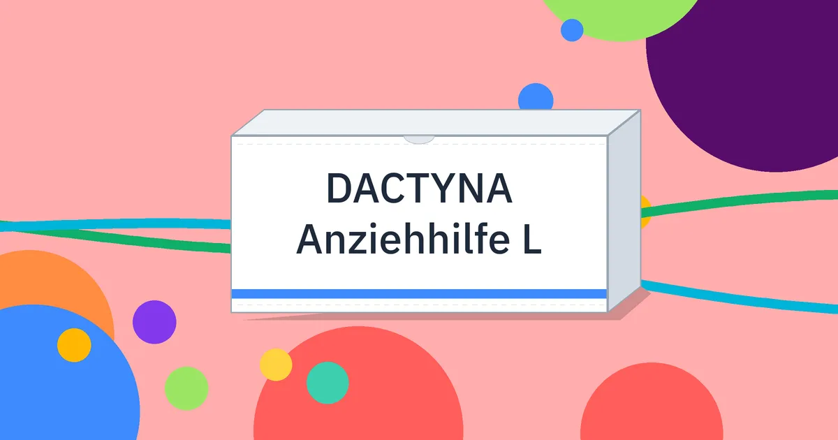 Symbolbild: Packung mit der Aufschrift DACTYNA Anziehhilfe L (PZN 18414133) – Verfügbarkeit und Bezug in Apotheken in Frankfurt am Main