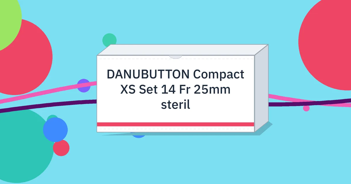 Symbolbild: Packung mit der Aufschrift DANUBUTTON Compact XS Set 14 Fr 25mm steril (PZN 19852697) – Verfügbarkeit und Bezug in Apotheken in Frankfurt am Main