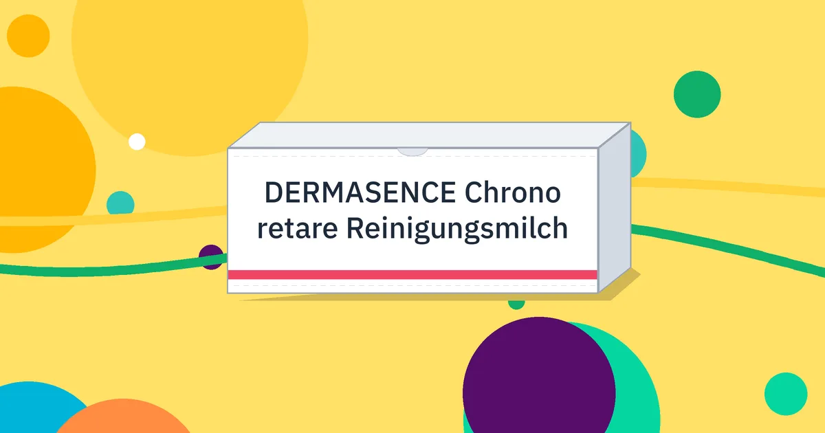 Symbolbild: Packung mit der Aufschrift DERMASENCE Chrono retare Reinigungsmilch (PZN 17867482) – Verfügbarkeit und Bezug in Apotheken in Frankfurt am Main
