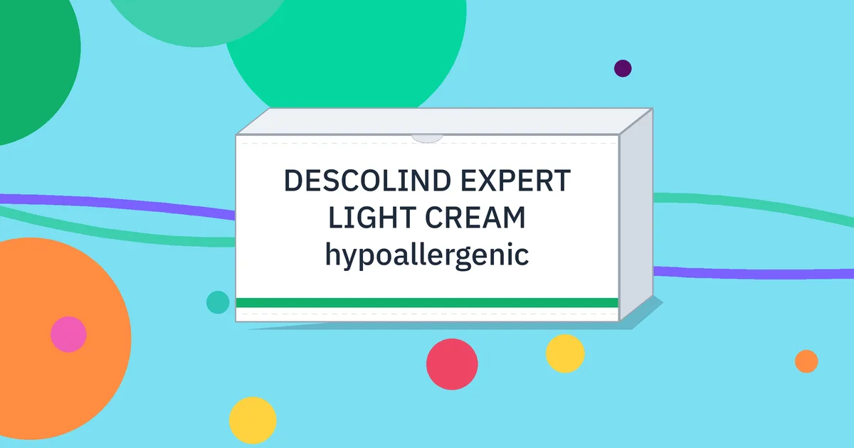 Symbolbild: Packung mit der Aufschrift DESCOLIND EXPERT LIGHT CREAM hypoallergenic (PZN 16660974) – Verfügbarkeit und Bezug in Apotheken in Frankfurt am Main