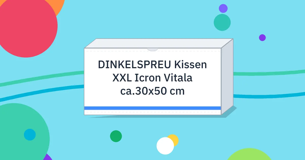 Symbolbild: Packung mit der Aufschrift DINKELSPREU Kissen XXL Icron Vitala ca.30x50 cm (PZN 03670238) – Verfügbarkeit und Bezug in Apotheken in Frankfurt am Main