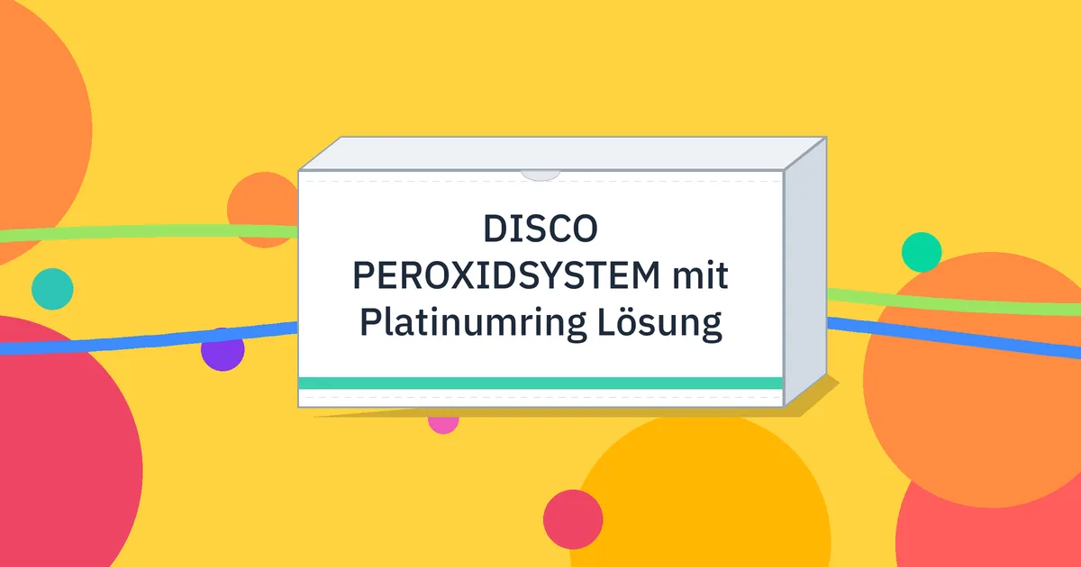 Symbolbild: Packung mit der Aufschrift DISCO PEROXIDSYSTEM mit Platinumring Lösung (PZN 17911036) – Verfügbarkeit und Bezug in Apotheken in Frankfurt am Main