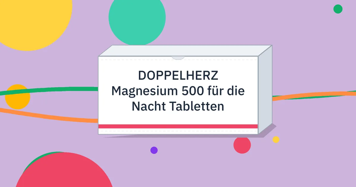 Symbolbild: Packung mit der Aufschrift DOPPELHERZ Magnesium 500 für die Nacht Tabletten (PZN 18110048) – Verfügbarkeit und Bezug in Apotheken in Frankfurt am Main