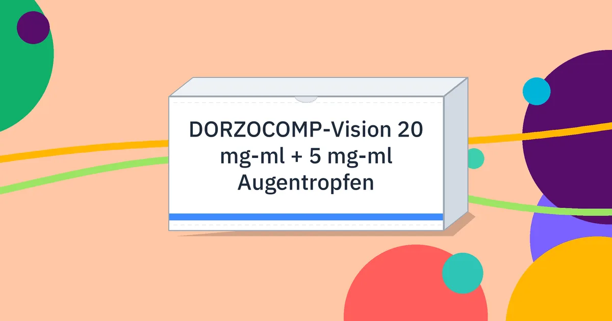Symbolbild: Packung mit der Aufschrift DORZOCOMP-Vision 20 mg-ml + 5 mg-ml Augentropfen (PZN 14260644) – Verfügbarkeit und Bezug in Apotheken in Frankfurt am Main
