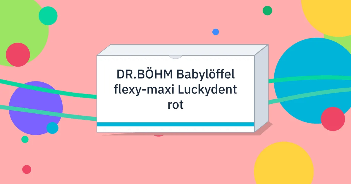 Symbolbild: Packung mit der Aufschrift DR.BÖHM Babylöffel flexy-maxi Luckydent rot (PZN 15583591) – Verfügbarkeit und Bezug in Apotheken in Frankfurt am Main