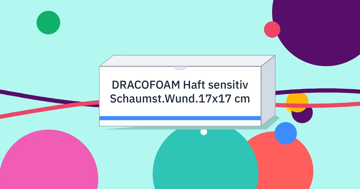 Symbolbild: Packung mit der Aufschrift DRACOFOAM Haft sensitiv Schaumst.Wund.17x17 cm (PZN 17438048) – Verfügbarkeit und Bezug in Apotheken in Frankfurt am Main