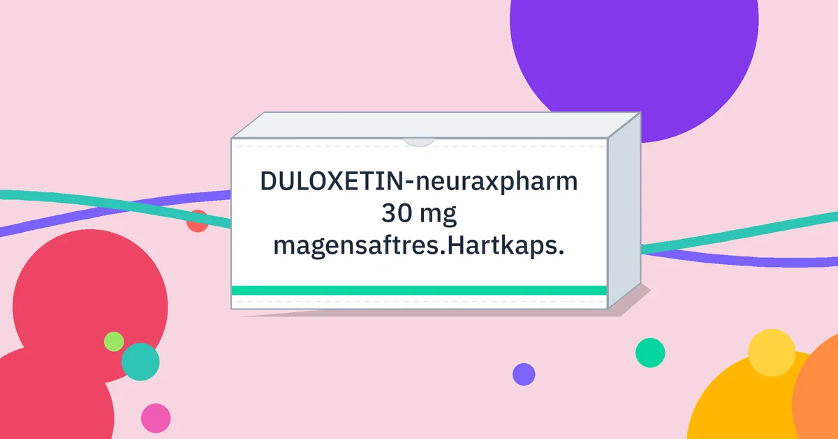 Symbolbild: Packung mit der Aufschrift DULOXETIN-neuraxpharm 30 mg magensaftres.Hartkaps. (PZN 11002232) – Verfügbarkeit und Bezug in Apotheken in Frankfurt am Main