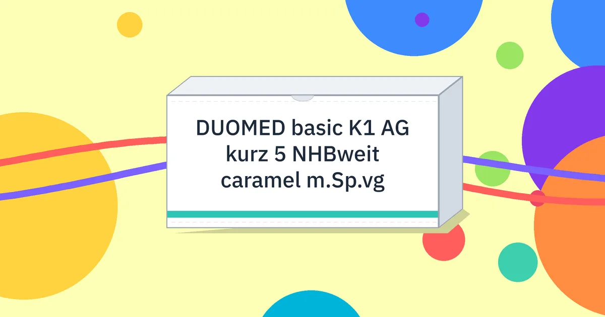 Symbolbild: Packung mit der Aufschrift DUOMED basic K1 AG kurz 5 NHBweit caramel m.Sp.vg (PZN 20905039) – Verfügbarkeit und Bezug in Apotheken in Frankfurt am Main