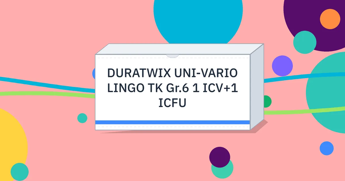 Symbolbild: Packung mit der Aufschrift DURATWIX UNI-VARIO LINGO TK Gr.6 1 ICV+1 ICFU (PZN 18153589) – Verfügbarkeit und Bezug in Apotheken in Frankfurt am Main