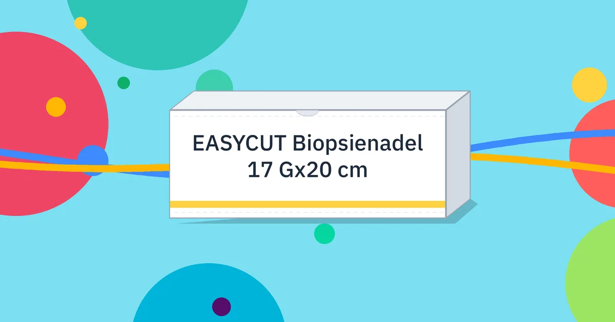 Symbolbild: Packung mit der Aufschrift EASYCUT Biopsienadel 17 Gx20 cm (PZN 16920926) – Verfügbarkeit und Bezug in Apotheken in Frankfurt am Main