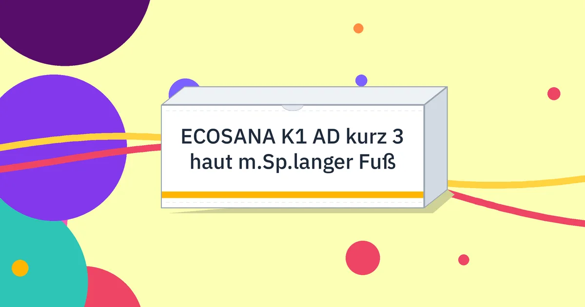 Symbolbild: Packung mit der Aufschrift ECOSANA K1 AD kurz 3 haut m.Sp.langer Fuß (PZN 04724775) – Verfügbarkeit und Bezug in Apotheken in Frankfurt am Main