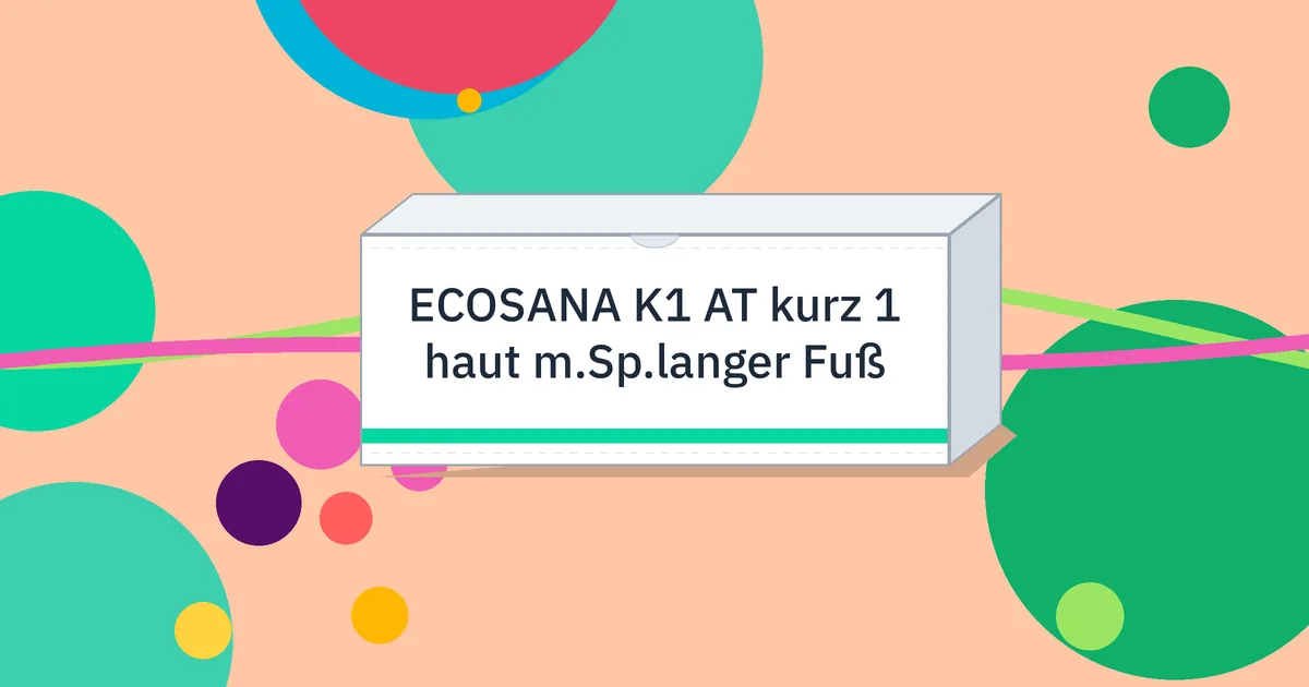 Symbolbild: Packung mit der Aufschrift ECOSANA K1 AT kurz 1 haut m.Sp.langer Fuß (PZN 04731309) – Verfügbarkeit und Bezug in Apotheken in Frankfurt am Main
